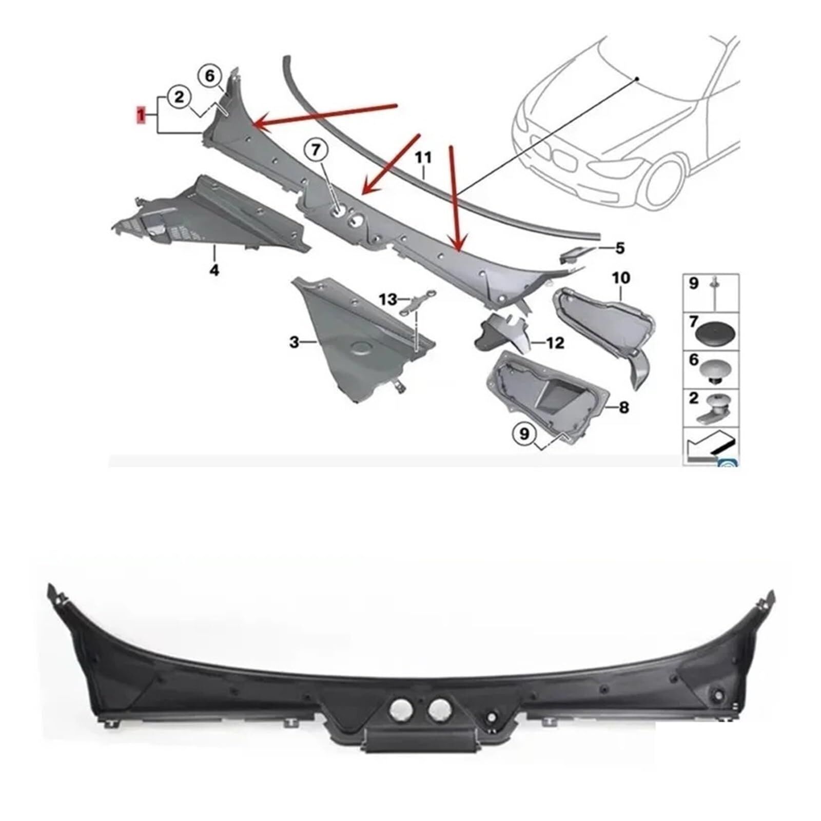 Bmw 1 Serisi F20 F21 F22 F20 Kasa Ön Cam Alt Izgarası Orjinal 51717240672